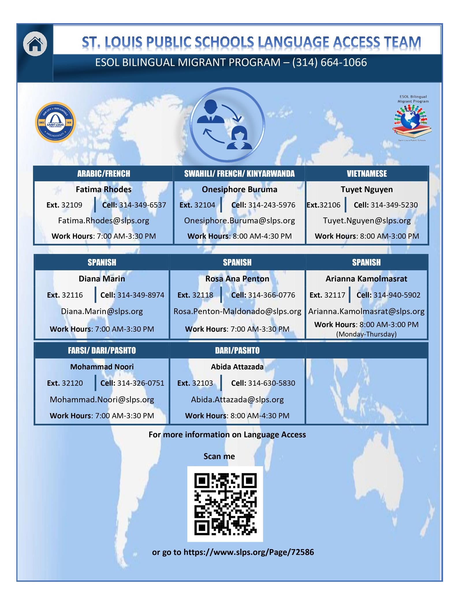 ESOL BILINGUAL MIGRANT PROGRAM / Language Access Team